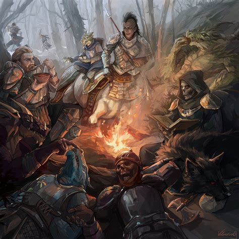 Artstation Rest By A Campfire Campaign Party Illustration Dnd