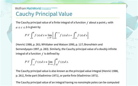 Cauchy Principal Value From Wolfram Mathworld