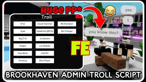 Fe Brookhaven Admin Troll Script Hack Roblox Scripts Kill All