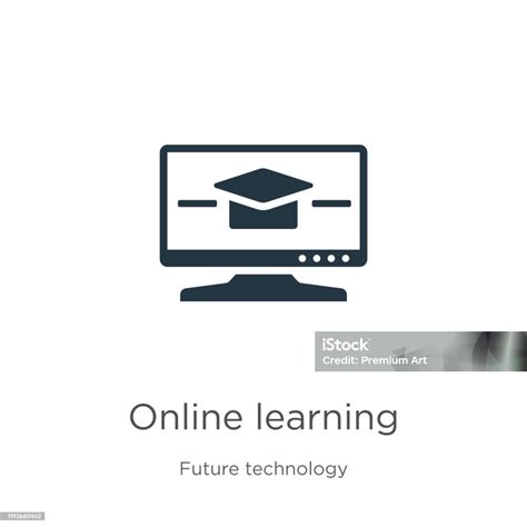 온라인 학습 아이콘 벡터입니다 흰색 배경에 격리 된 미래 기술 컬렉션에서 유행 플랫 온라인 학습 아이콘입니다 벡터