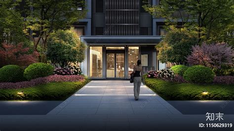 Psd免抠住宅小区夜景景观效果图下载【id1150629319】undefined