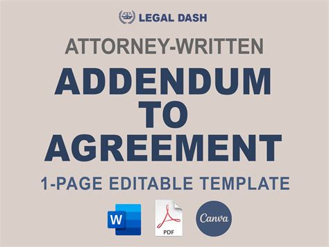 Agreement Addendum Template Attorney Written Editable Instant Download Addendum Template For