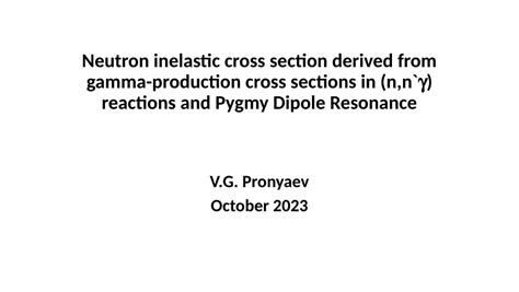 Pdf Neutron Inelastic Cross Section Derived From Gamma Production
