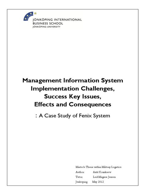 Mis Implementation Challenges And Sucess Case Msc Thesis Pdf Management Information System
