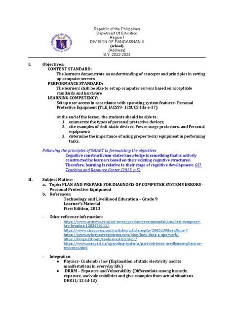 Lesson Plan Ict Css 9 Pdf