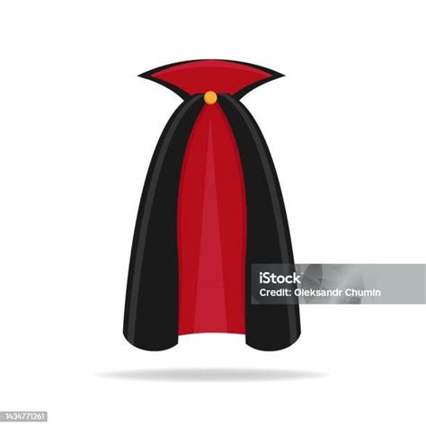 사실적인 다채로운 드라큘라 케이프 벡터 그래픽 일러스트레이션 검은 색과 빨간색 뱀파이어 카니발 의상 앞뒤 드라큘라 백작에 대한