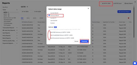 how to download the gstr 1 json report for monthly filing reports