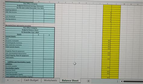 Solved 21 11 Budgeted Balance Sheet Additional Details Chegg Com