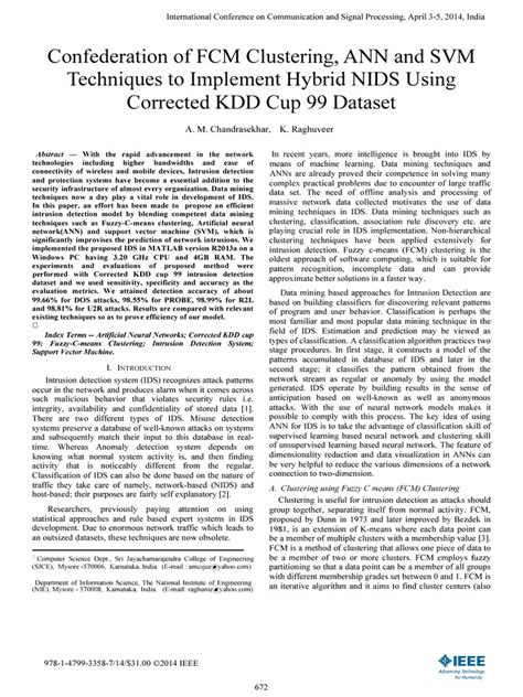Confederation Of Fcm Clustering Ann And Svm Techniques To Implement Hybrid Nids Using Corrected
