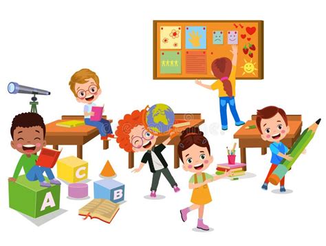 Cute Students In Class At School Stock Illustration Illustration Of