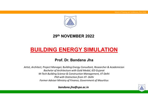 Pdf Building Energy Simulation