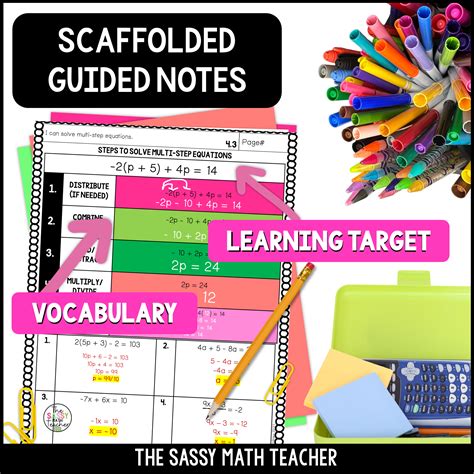 Solving Equations With Variables On Both Sides Multi Step Equations Guided Notes The Sassy