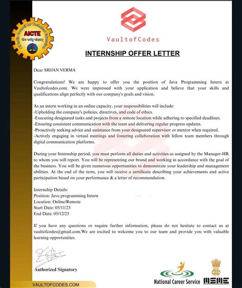 Srijan Verma On Linkedin Javainternship Internship