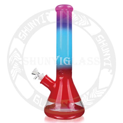 Classic Glass Rainbow Beaker Pipe With Downsteam Tobacco Smoking Water