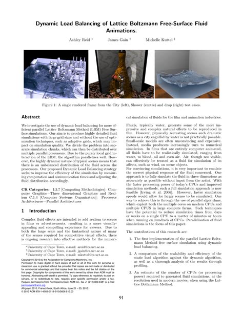 Pdf Dynamic Load Balancing Of Lattice Boltzmann Free Surface Fluid Animations