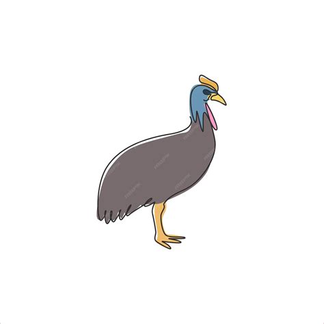 Premium Vector Single Continuous Line Drawing Of Cassowary For Logo