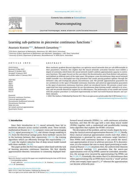 Pdf Learning Sub Patterns In Piecewise Continuous Functions