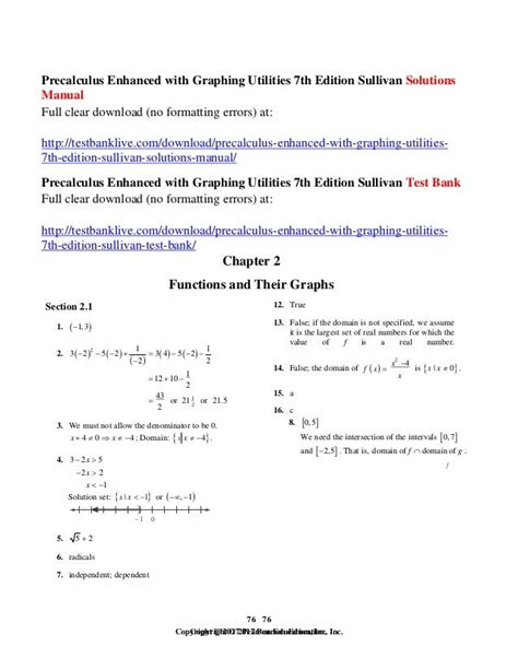 Precalculus Enhanced With Graphing Utilities 7th Edition Sullivan Solutions Manual