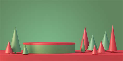 크리스마스와 신년 제품 연단 모형 전시 배경과 Chirstmas 나무 3d 렌더링 배경 0명에 대한 스톡 사진 및 기타 이미지 0명 3차원 형태 강단 Istock