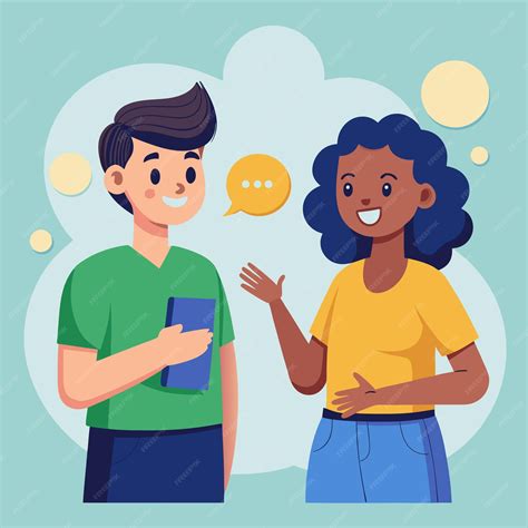 Una Chica Y Un Chico Están Hablando El Uno Con El Otro Vector Premium