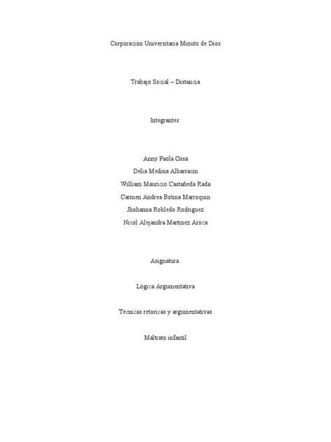 Tecnicas Retoricas Y Argumentativas Maltrato Infantil Pdf Abuso