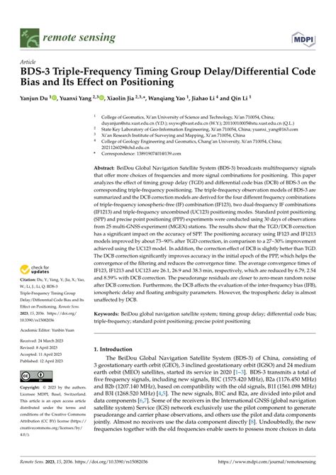 Pdf Bds 3 Triple Frequency Timing Group Delaydifferential Code Bias
