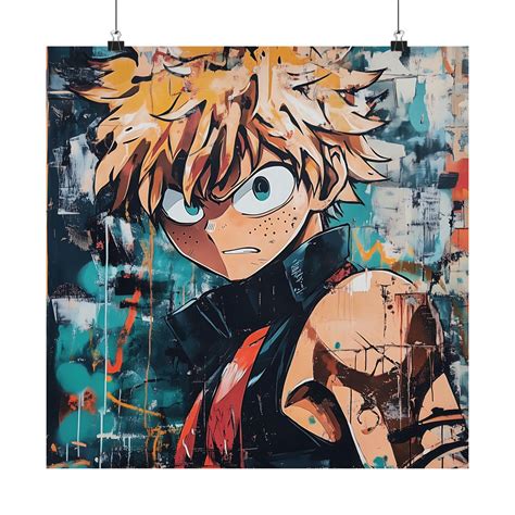 Posters Katsuki Bakugo Graffiti Style Fanart For Hero Lovers Matte