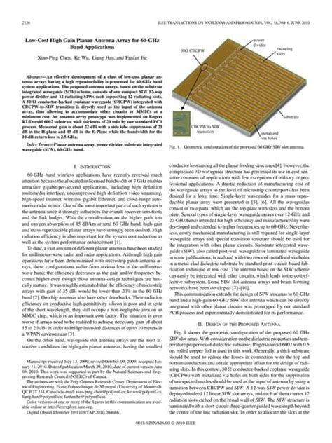 Low Cost High Gain Planar Antenna Array For 60 Ghz Band Applications Pdf