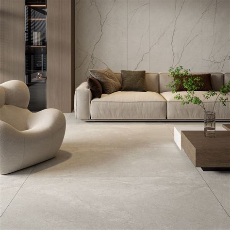 Shop Crown Stone Bianco Matt Large Stone Look 750 Tiles Living Room