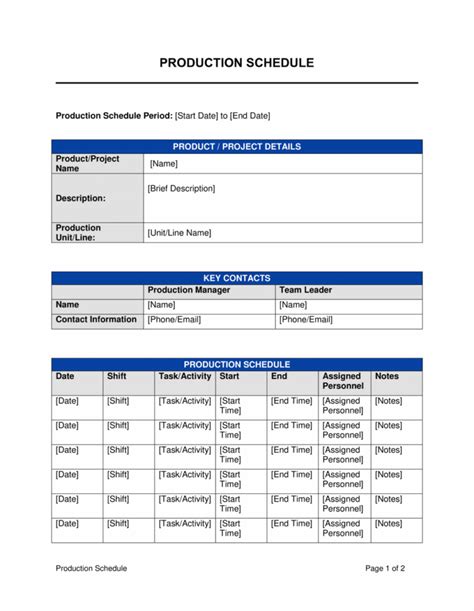 》production Shift Schedule Template