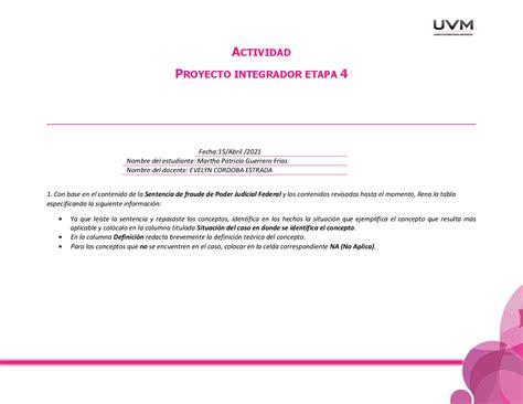 Proyecto Integrador Etapa 4 Ejercicios De Derecho Docsity