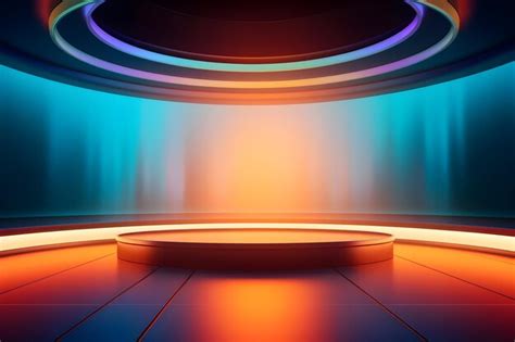 Premium Photo A Round Stage With Lights