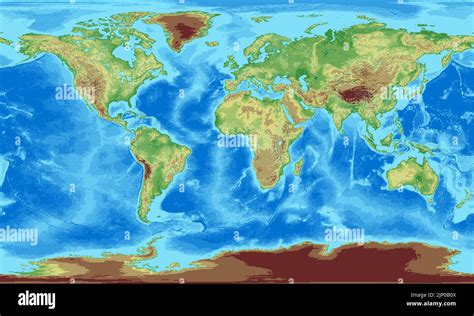 Vector Pixelated Topographic World Map Miller Projection Stock Vector Image And Art Alamy