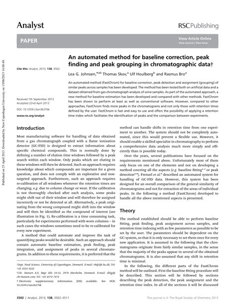 Pdf An Automated Method For Baseline Correction Peak Finding And