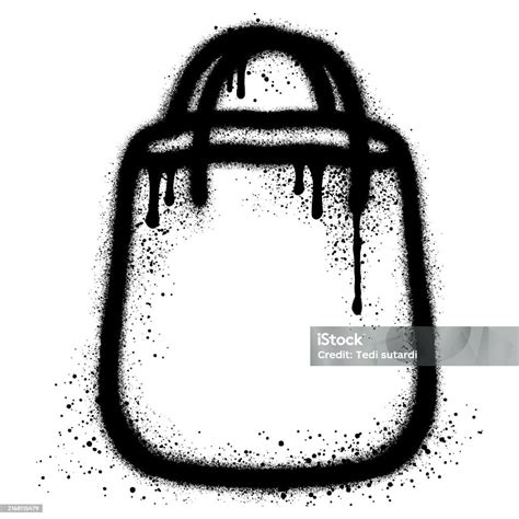 검은 스프레이 페인트를 사용한 쇼핑백 아이콘 낙서 벡터 일러스트 레이 션 Po에 대한 스톡 벡터 아트 및 기타 이미지 Po 가방 고객 Istock