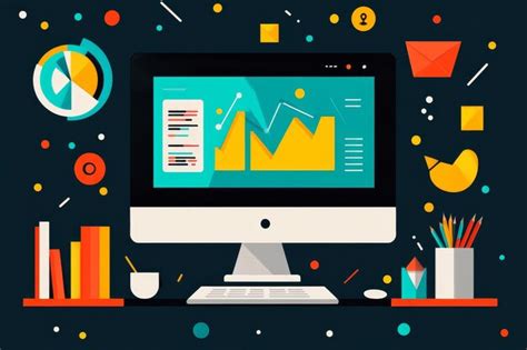 Modern Workplace With Data Visualization Premium Ai Generated Image