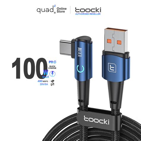 Toocki Elbow Usb To Type C Fast Charging Cable W Head Data Crescent Moon Wy Series For