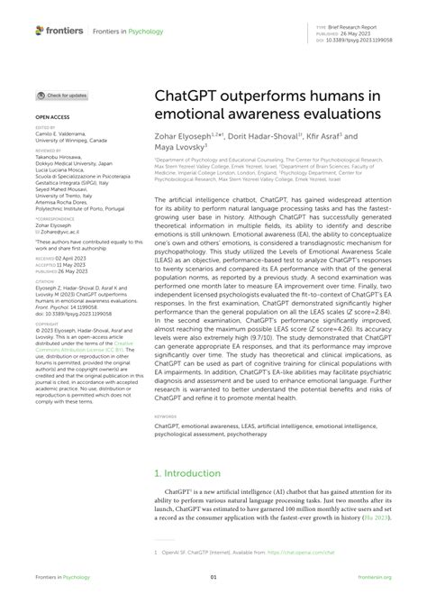 Pdf Chatgpt Outperforms Humans In Emotional Awareness Evaluations