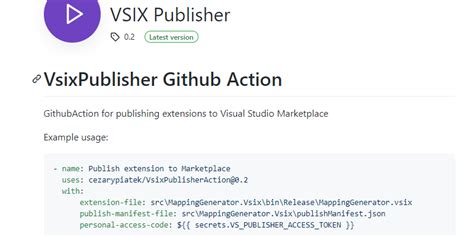 Vsix Publisher Actions Github Marketplace Github