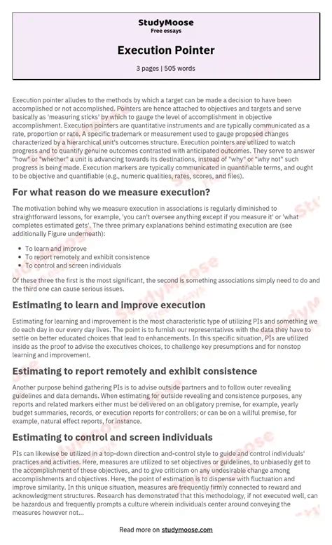 Execution Pointer Free Essay Example