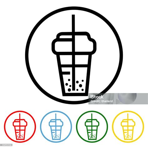 버블 밀크 티 아이콘 벡터 일러스트 레이 션 디자인 요소 4 가지 색상 변형 버블 밀크티 아이콘 절연 통하고 있는 백색 배경 와 벡터 일러스트 레이 션 이 모든 것이 단일