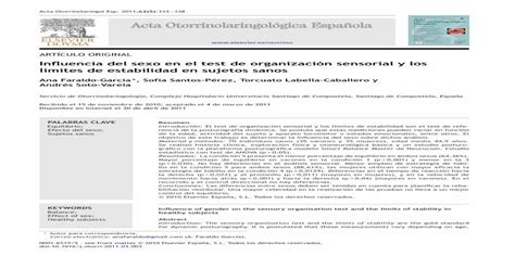 Influencia del sexo en el test de organización sensorial y los límites de estabilidad en sujetos