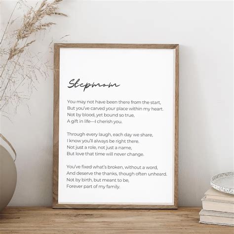 Stepmom Poem Gift For Step Mother Sentimental Wall Art For Stepmom Birthday Mothers Day Bonus