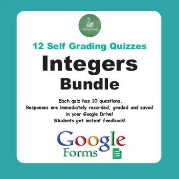 Integers Quiz Bundle Google Forms By WhooperSwan TpT
