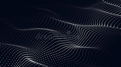 Wave Of Flowing Particles On A Dark Background Abstract Backdrop With