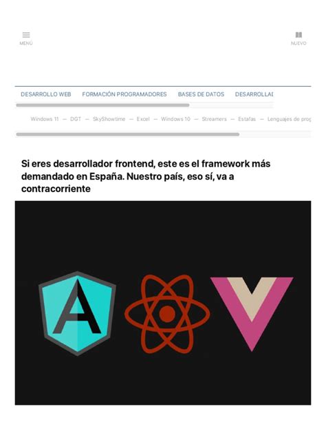 si eres desarrollador frontend este es el framework más demandado en españa nuestro país eso