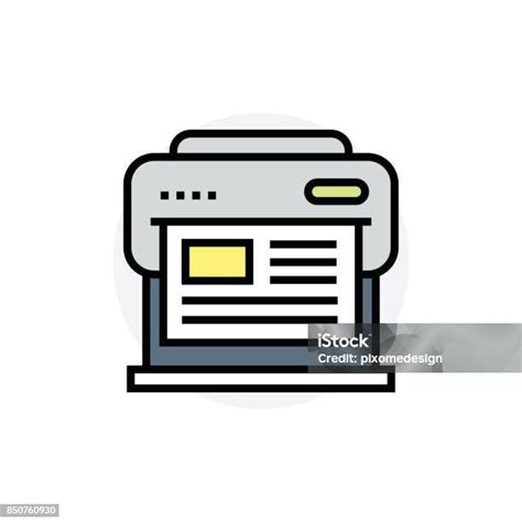 대형 포맷 프린터 또는 플로터 개념 절연 선 벡터 일러스트 레이 션 편집 아이콘 개념에 대한 스톡 벡터 아트 및 기타 이미지 개념 개념과 주제 광고 Istock