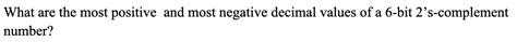 Solved What Are The Most Positive And Most Negative Decimal Chegg