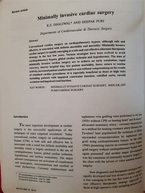 Pdf Minimally Invasive Cardiac Surgery