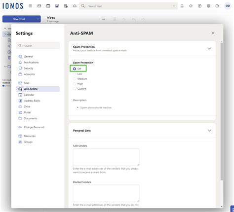 Disabling Anti Spam In Webmail Ionos Help